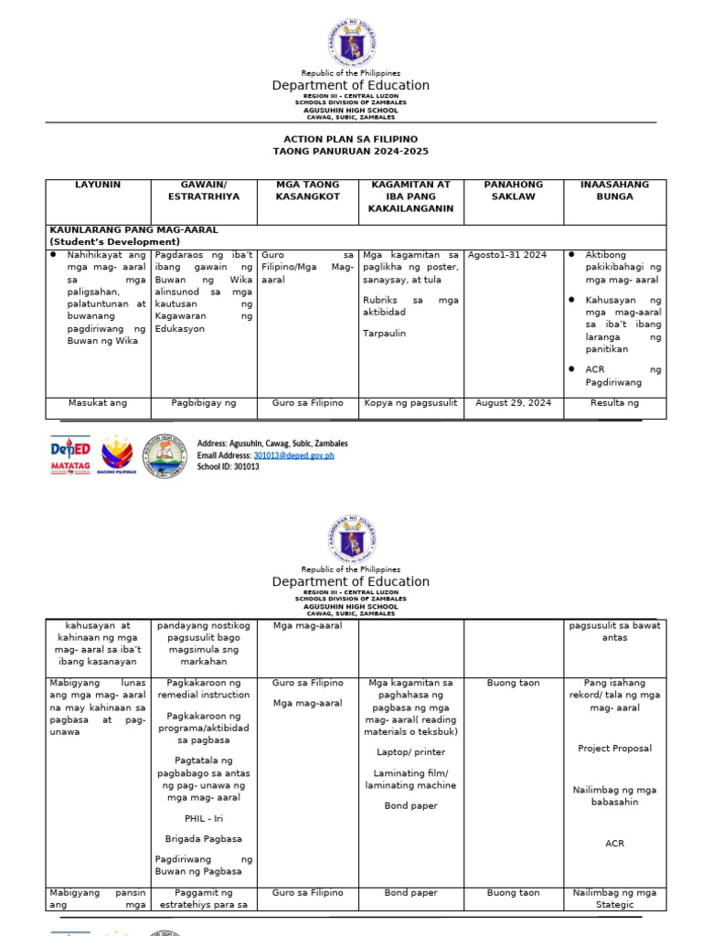Filipino Action Plan 2024a | PDF