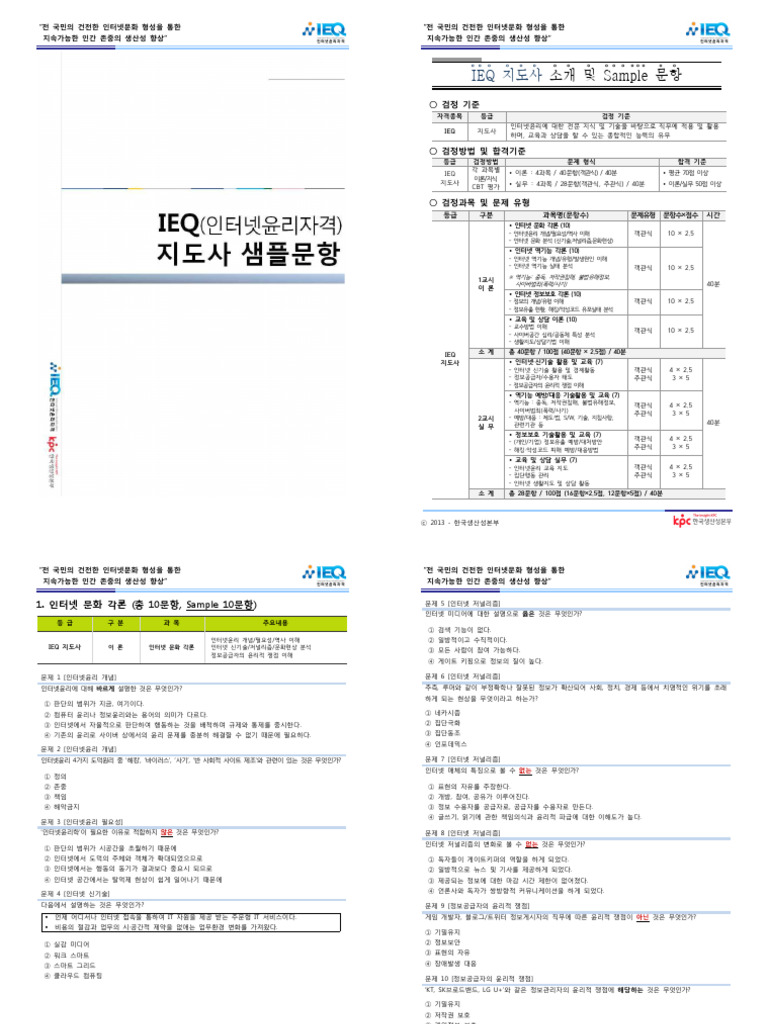 IEQ 지도사 샘플문항 | PDF