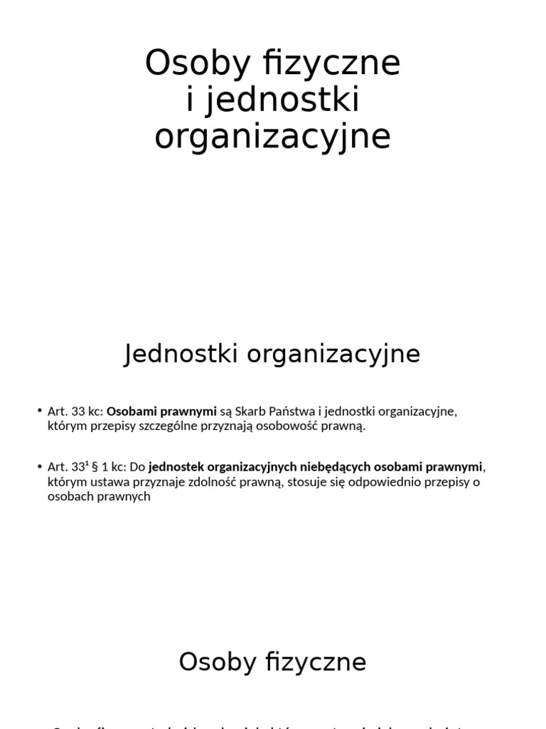 PP - 2. Osoby Fizyczne I Jednostki Organizacyjne | PDF