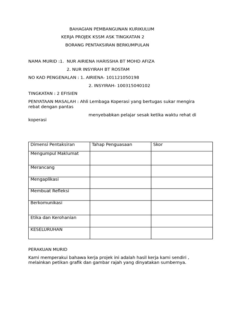 Borang Berkumpulan | PDF