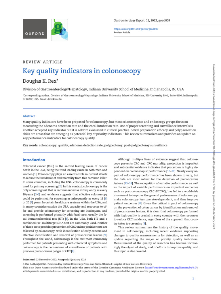 Rastreio CCR Douglas Rex | PDF | Colonoscopy | Colorectal Cancer