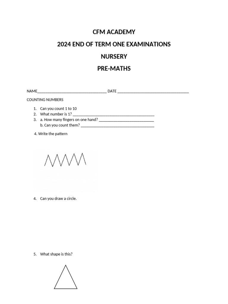 Nursery Pre-Maths | PDF