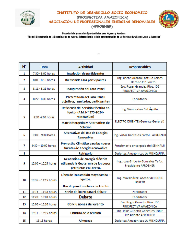 Programa+Foro+Alternativas Energeticas+25oct2024 | PDF