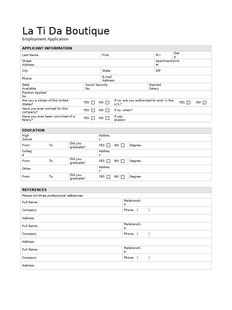 La Ti Da Application | PDF