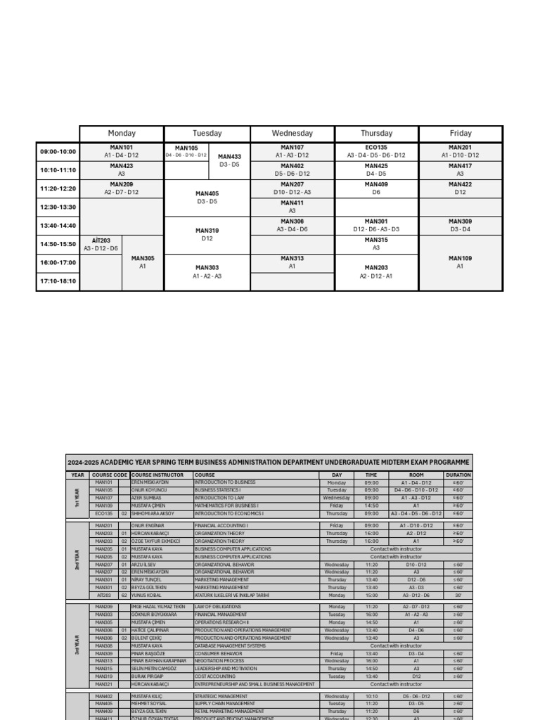 Midterm Schedule | PDF | Business Economics | Business