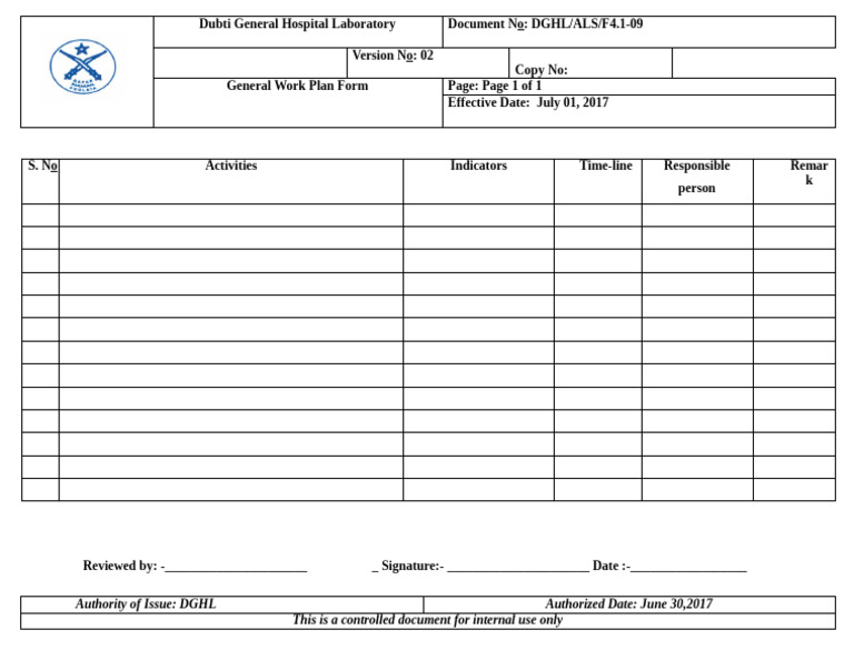 F4.1-09 General Work Plan Form | PDF
