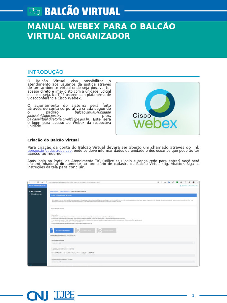 Manual Do Webex para Servidores Tjpe | PDF | Fazer login | Fones de ouvido