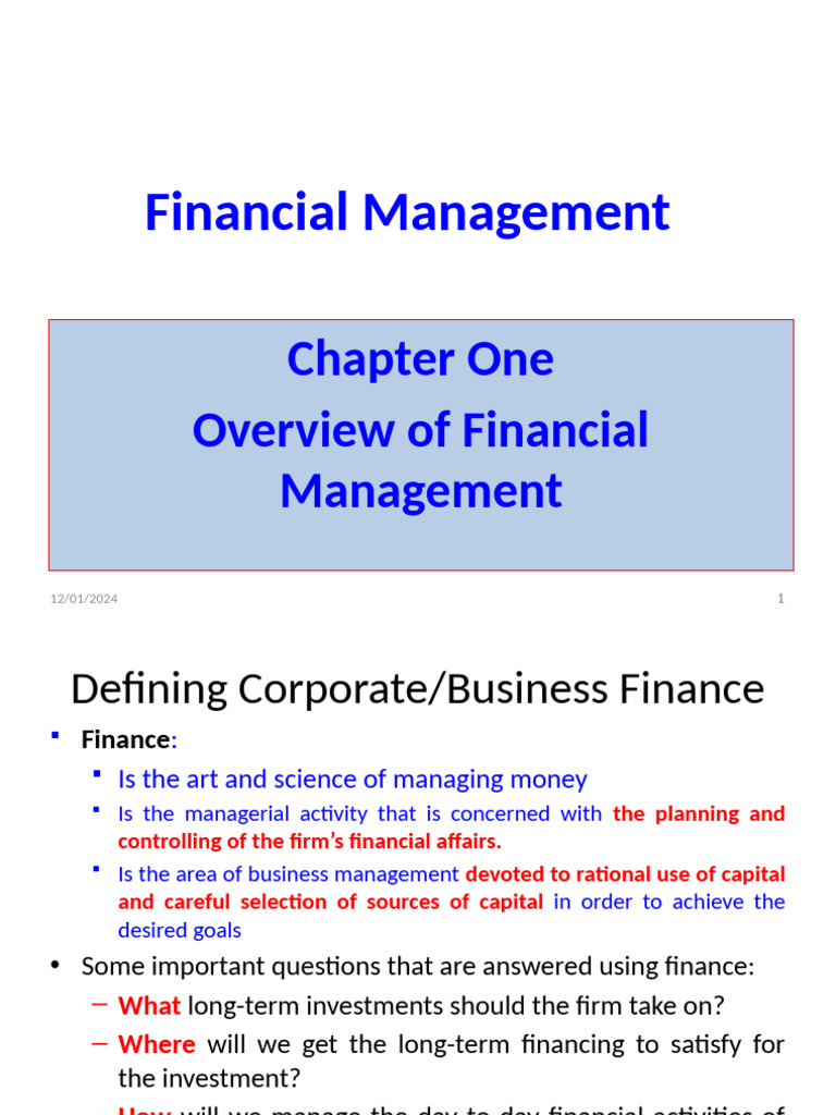 Chapter 1 FM | PDF | Business Economics | Financial Accounting