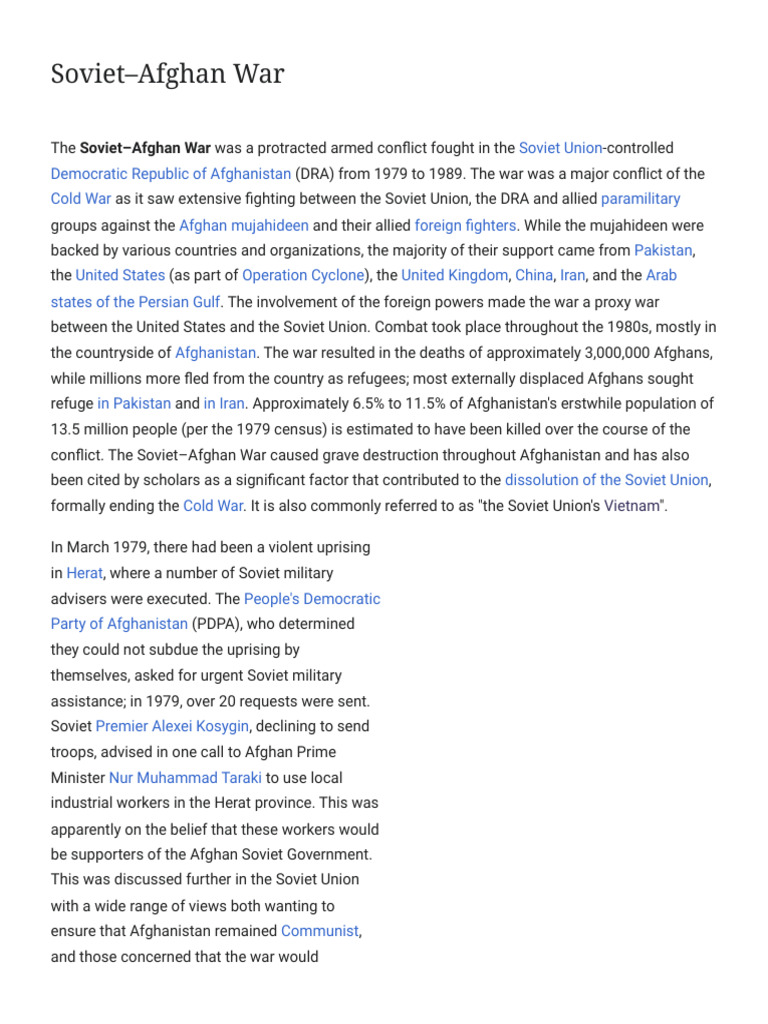 Overview of the Soviet-Afghan War | PDF | Khalq | People's Democratic ...