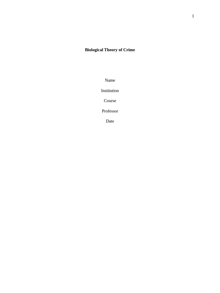 Biological Theory of Crime. | PDF | Twin | Crimes