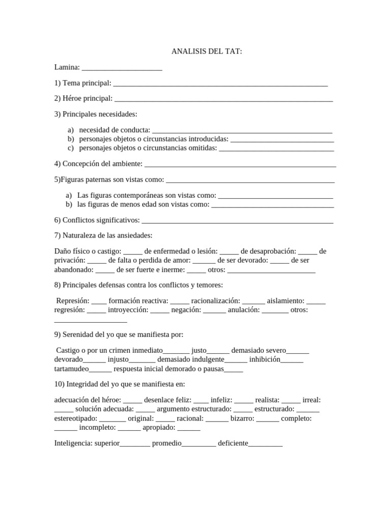 Protocolo de Registro Del TAT | PDF