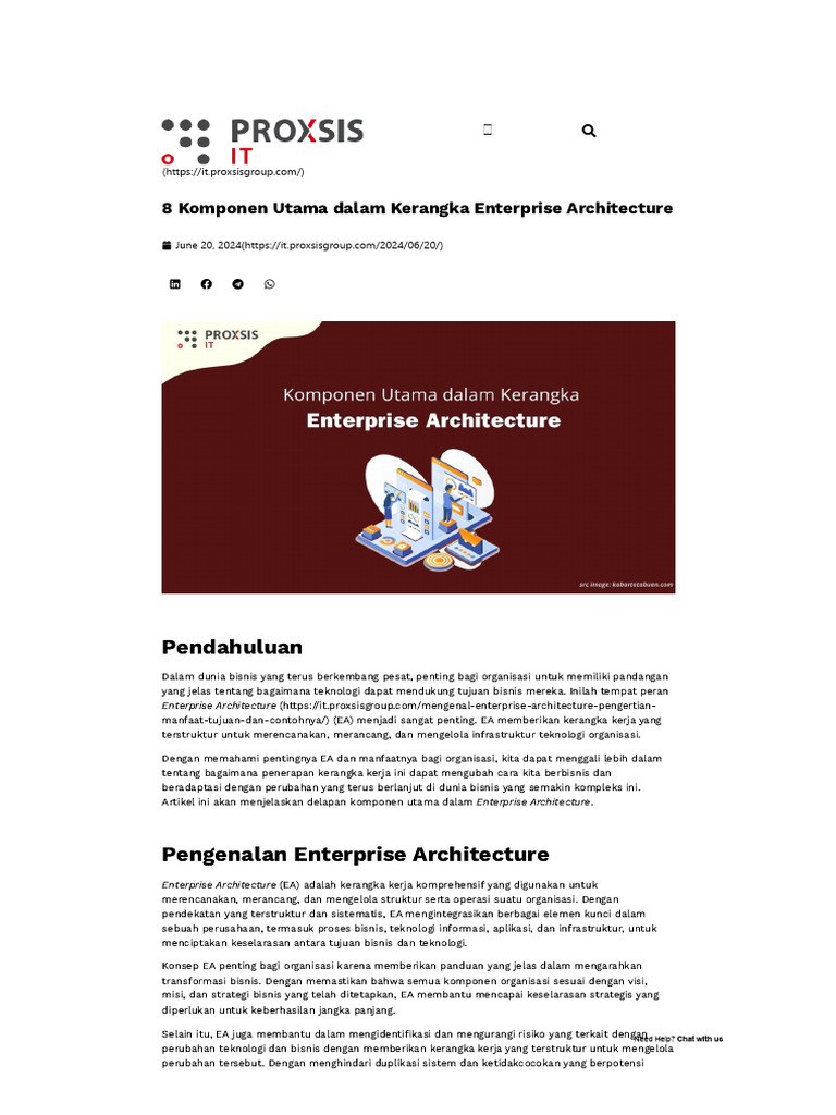 8 Komponen Utama Dalam Kerangka Enterprise Architecture - IT Proxsis Group | PDF