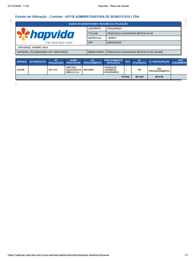 Hapvida - Plano de Saúde | PDF