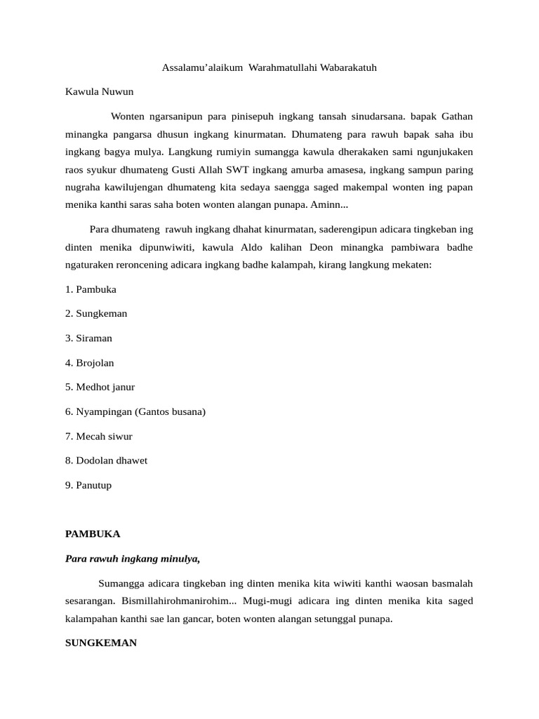 Teks MC Tingkeban | PDF