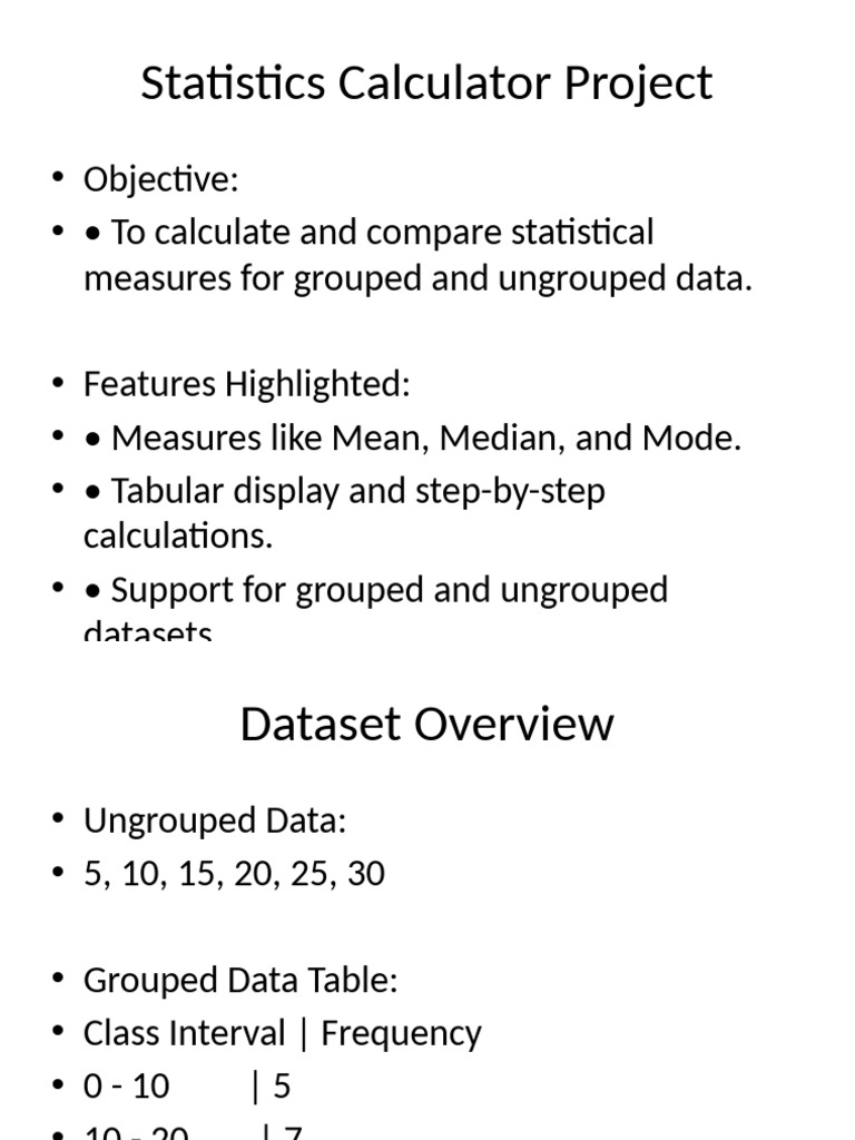 Statistics Calculator Presentation | PDF
