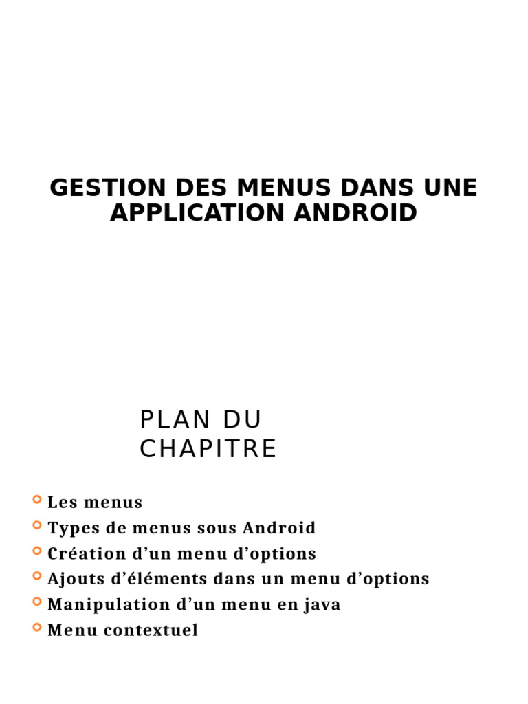 Gestion des Menus dans une Application Android | PDF | Android (Système ...
