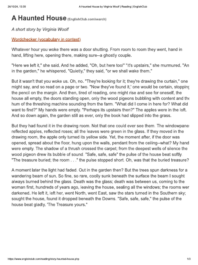 The Haunted House by Virginia Woolf | PDF