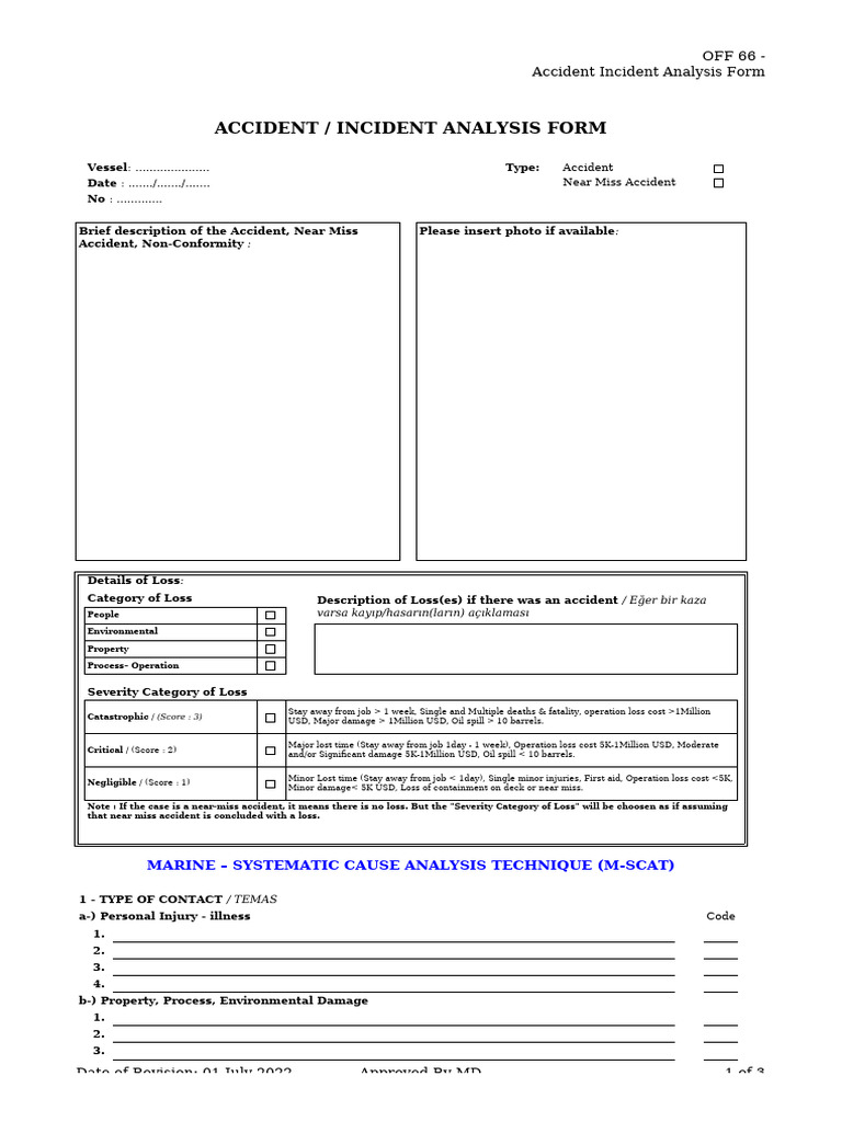 OFF 66 - Accident Incident Analysis Form | PDF | Petroleum Industry ...
