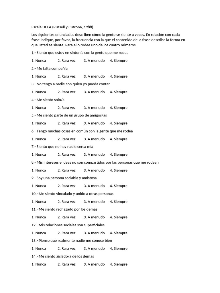 Escala UCLA | PDF