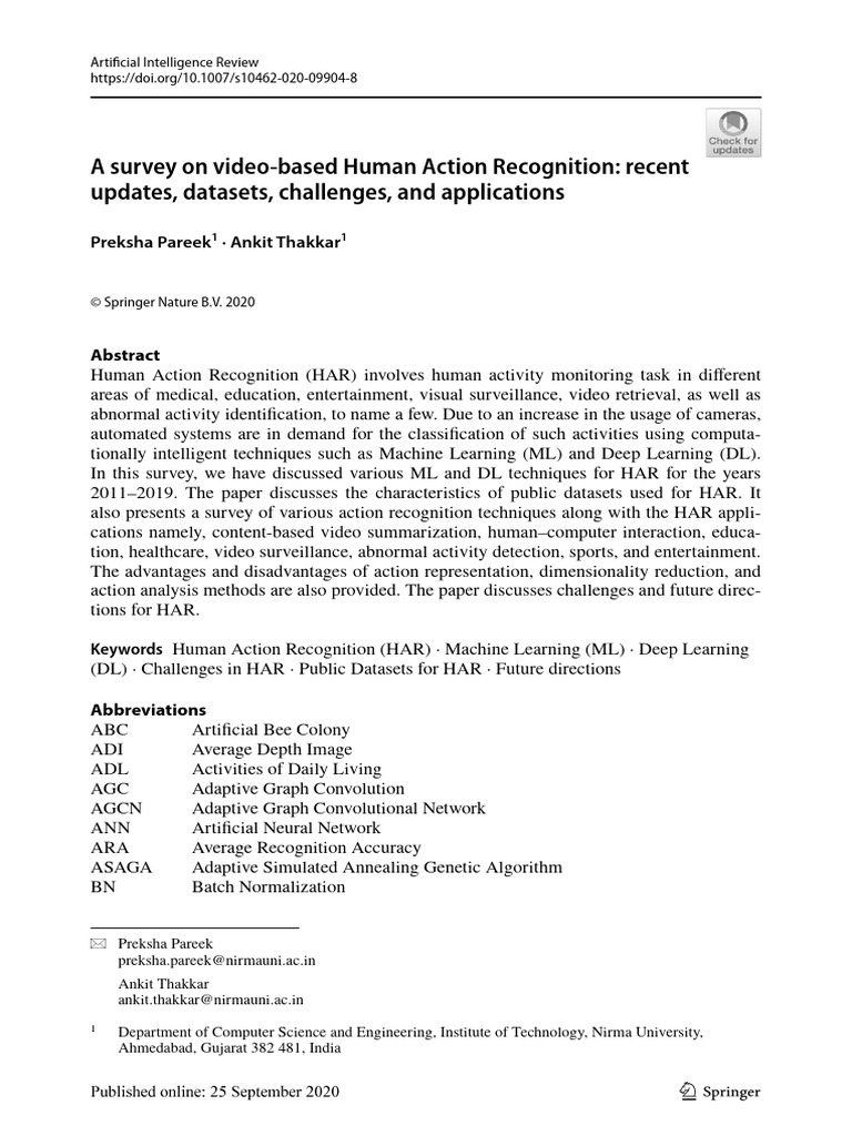 A Survey On Video Based Human Action Recognitio | PDF | Machine ...