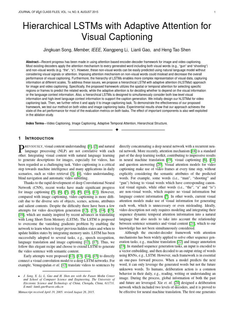 2 - Hierarchical LSTMs With Adaptive Attention For | PDF | Artificial Intelligence ...