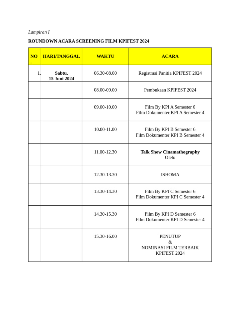 Roundown Event - KPIFEST2024 | PDF