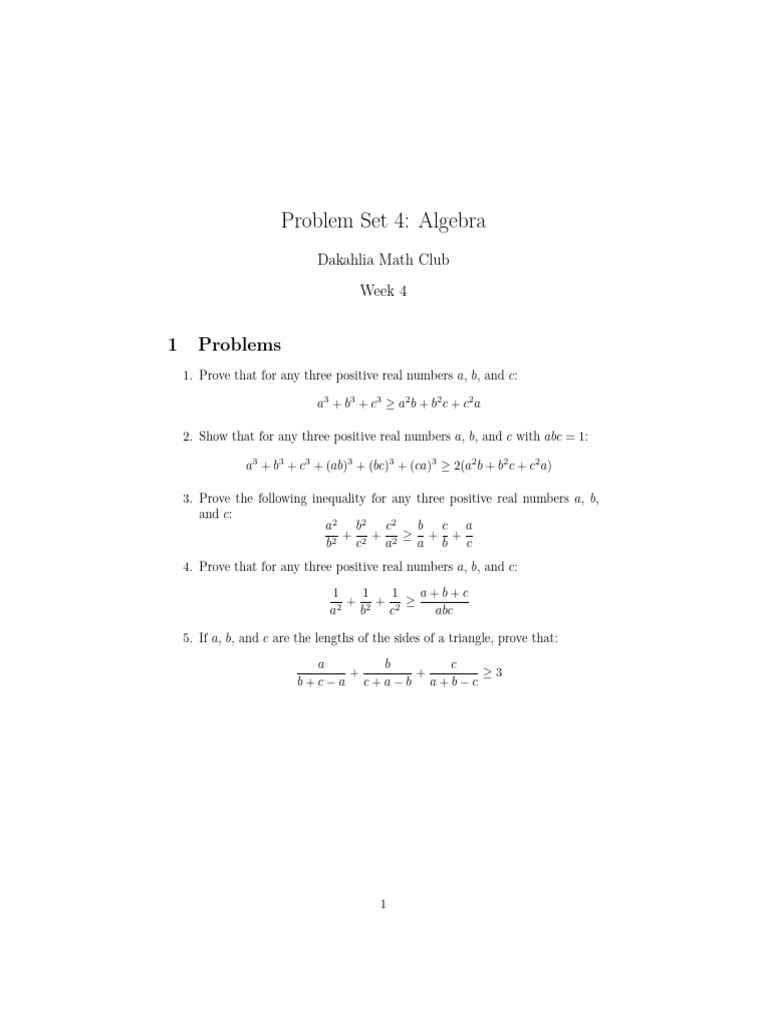 Problem Set 4 Algebra | PDF