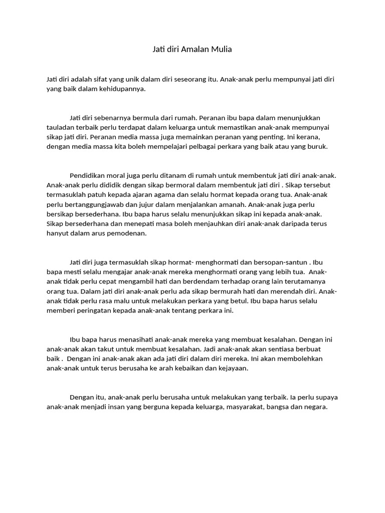 Karangan Jati Diri Murid 6n Pdf