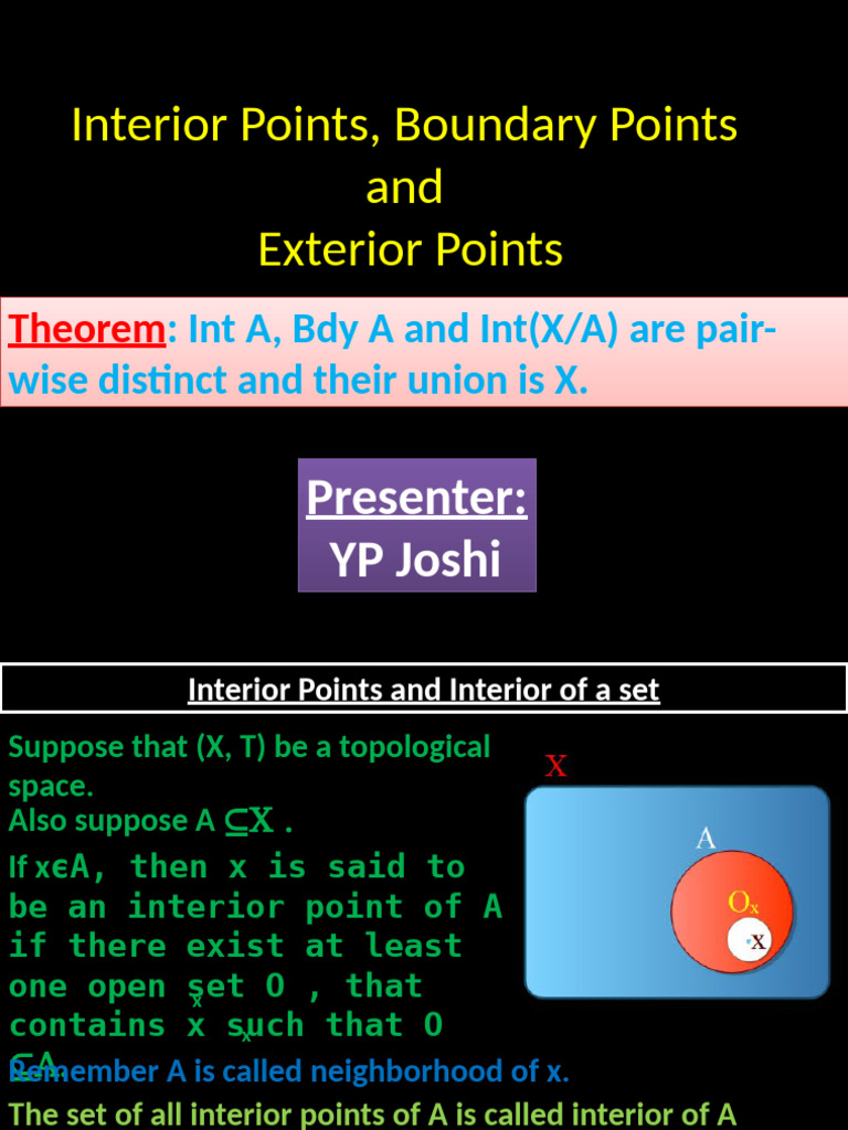 Interior, Boundary and Exterior Points | PDF | Topology | Geometry