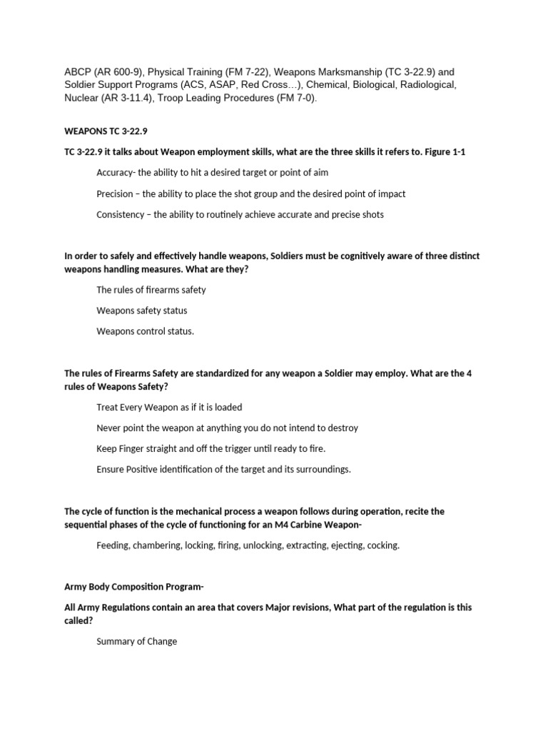 Army Board Questions | PDF | Firearms | Projectile Weapons