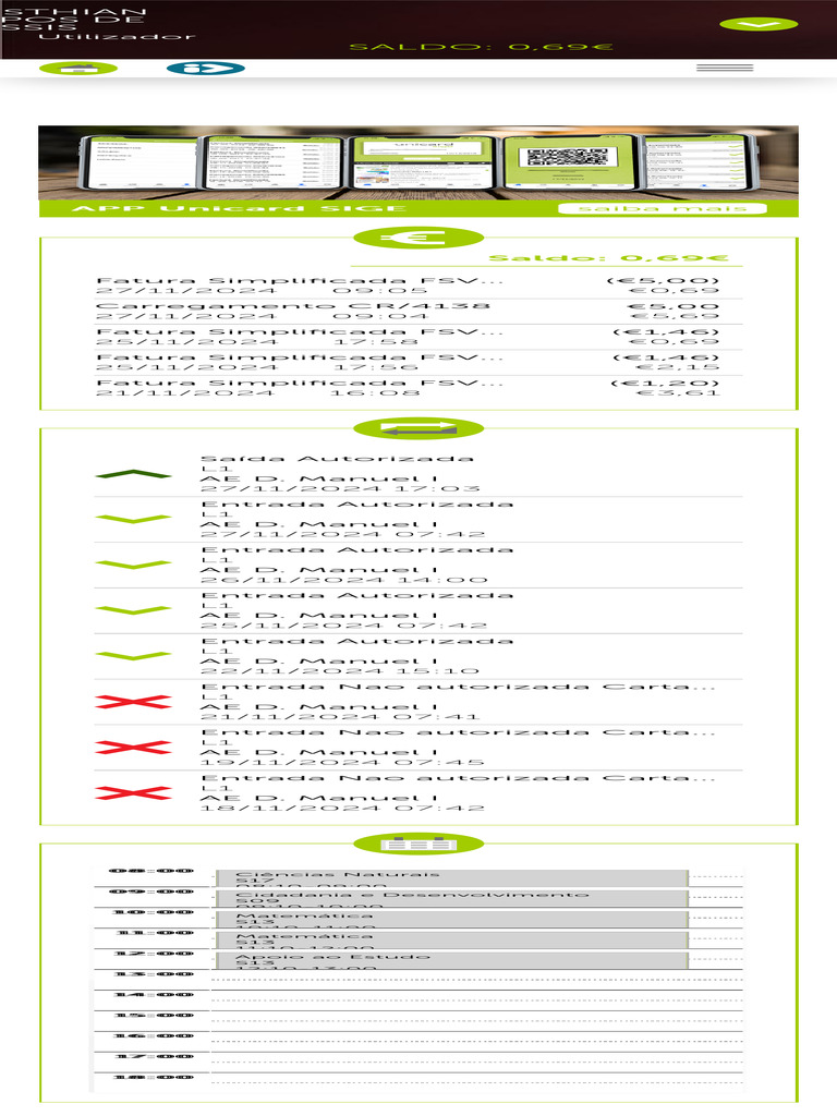App Unicard SIGE: Saldo e Faturas | PDF