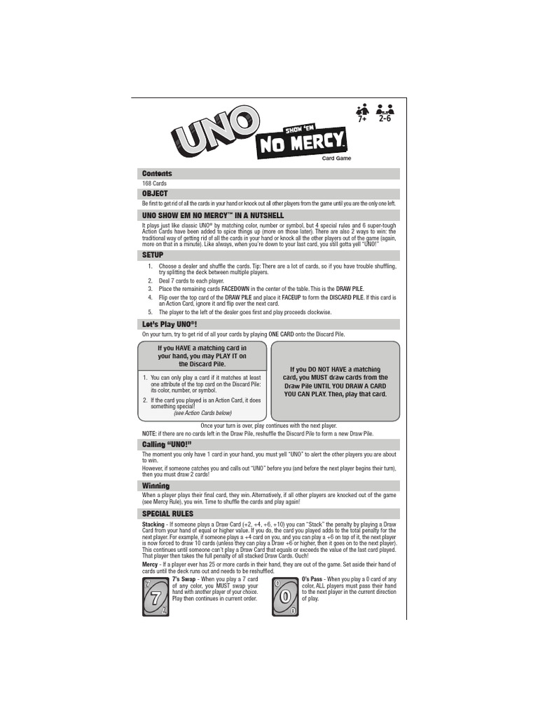 UNO No Mercy Game Rules Explained | PDF | Sports | Board Games