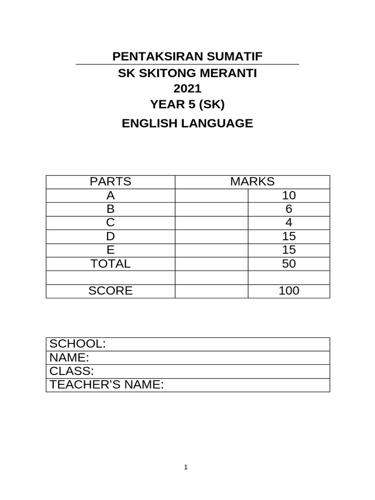 Kertas Bi Year 5 | PDF | Salad | Eagle
