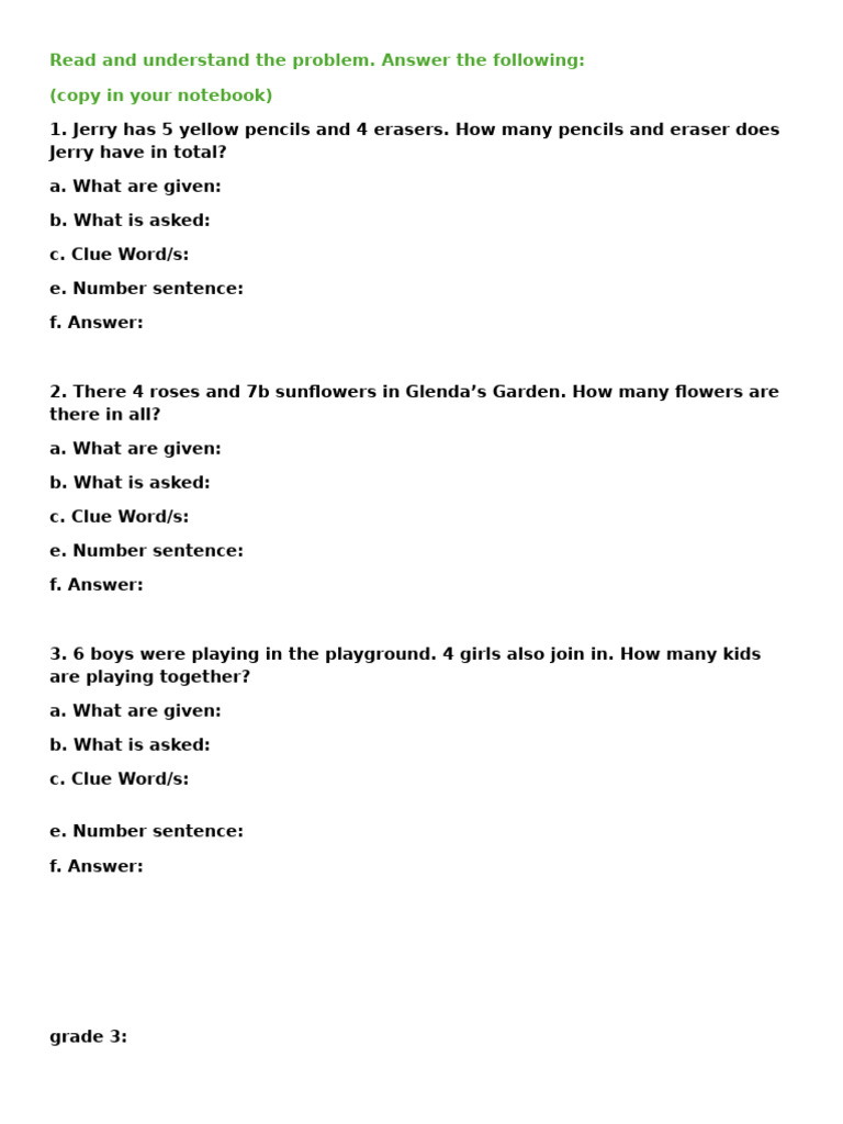 Grade 1 Addition Word Problems | PDF