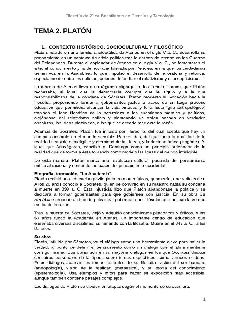 Tema 2. Platón | PDF | Platón | Alma