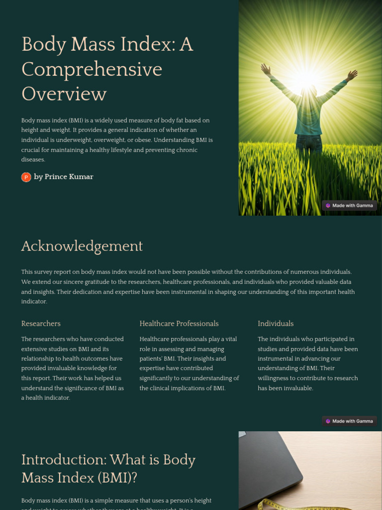 Body Mass Index A Comprehensive Overview | PDF | Body Mass Index | Obesity