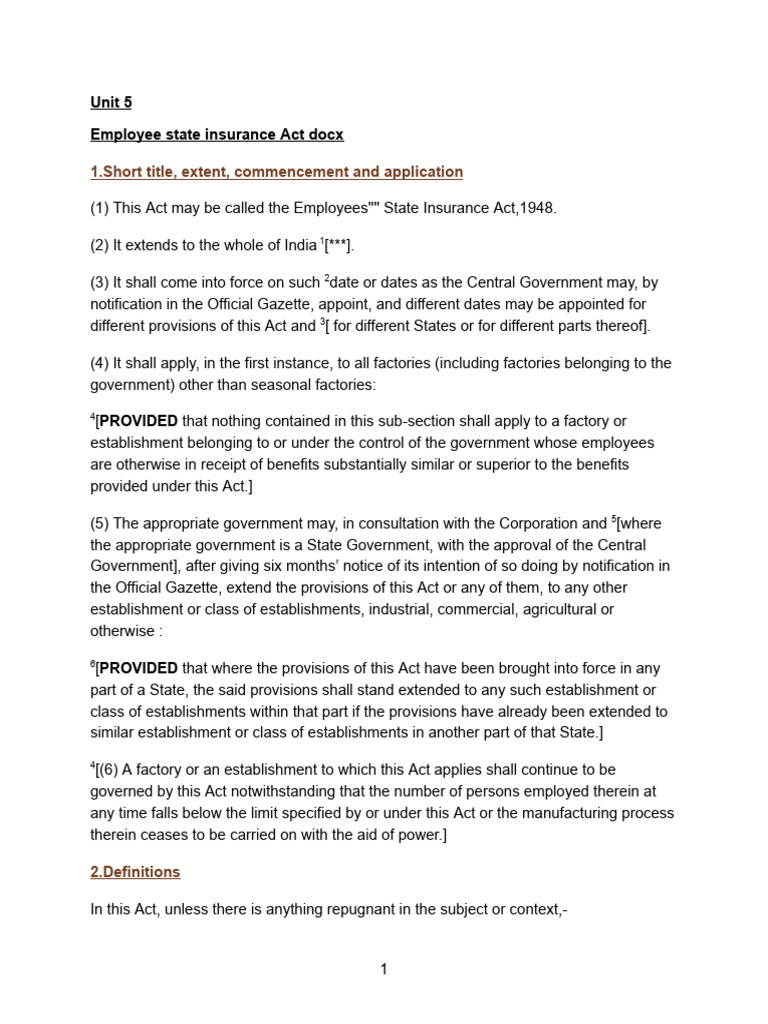 'Employee State Insurance Act 1946 and Miscellaneous Act ' With You ...