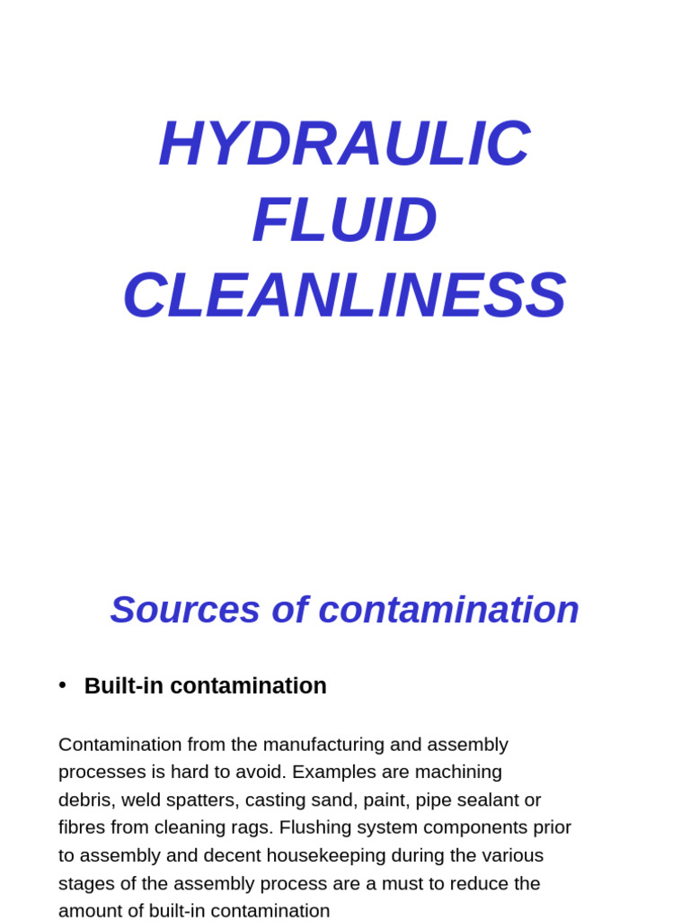 Hydraulic Fluid Cleanliness | PDF