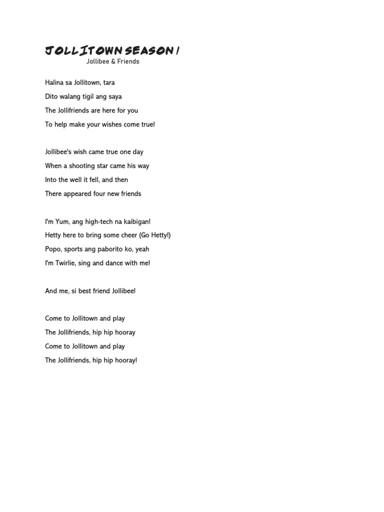 Jollitown Season 1 (Sing Along) | PDF