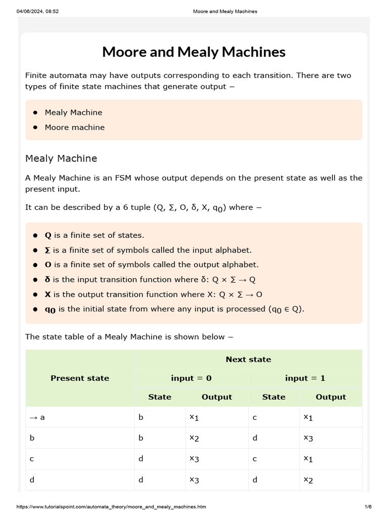 Mealy vs Moore Machines Explained | PDF | Digital Electronics ...