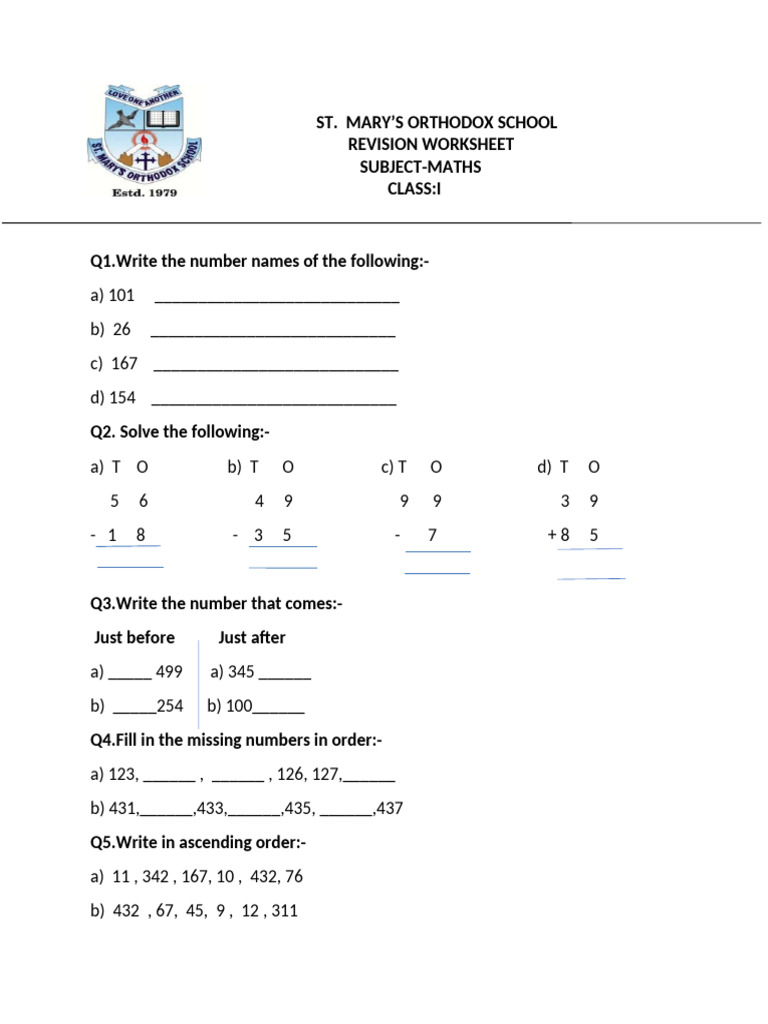 Maths Worksheet Class 10 | PDF