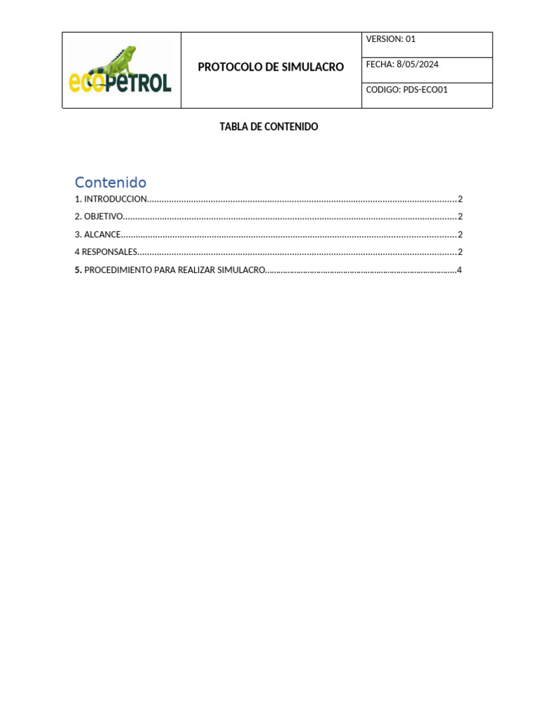 Protocolo de Simulacro | PDF | Simulación | Primeros auxilios