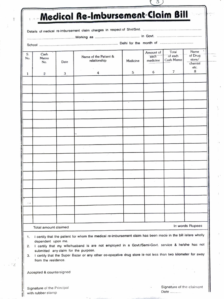 Medical Reimbursement Claim Form | PDF | Pharmacy | Pharmaceutical Sciences