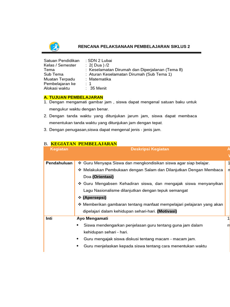 RPP Siklus 1 PKP | PDF