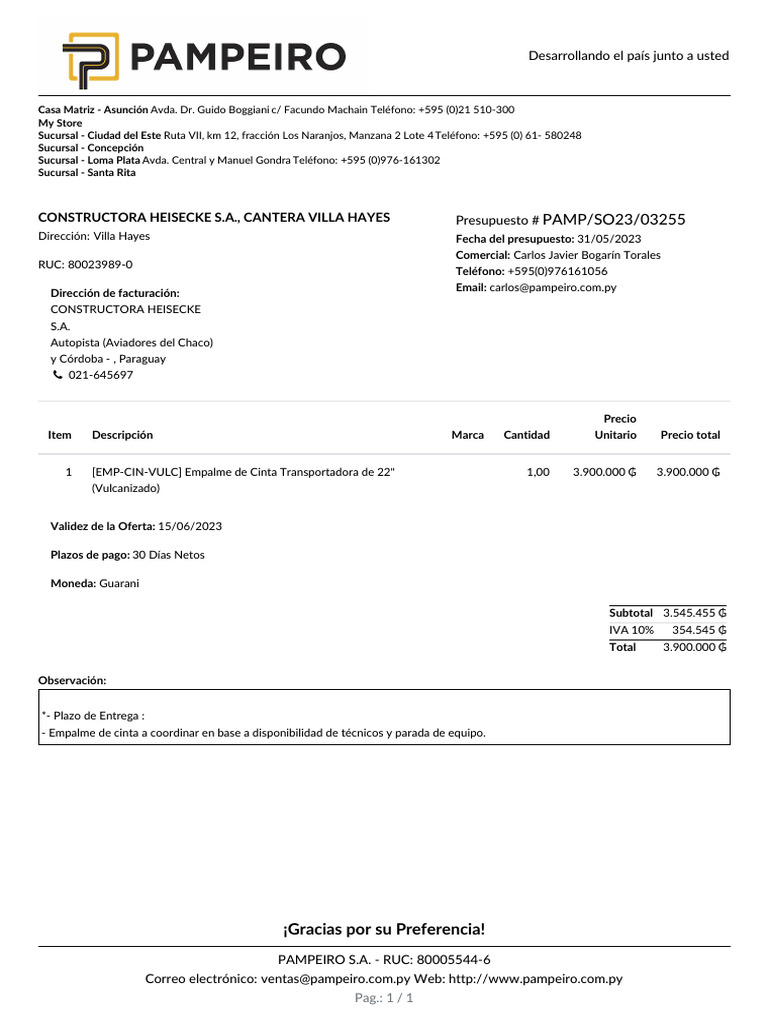 Servicio Vulcanizado - Pampeiro | PDF | Paraguay