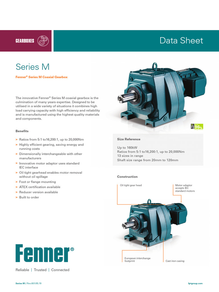 Fenner Datasheet Series M Gearboxes | PDF | Manufactured Goods