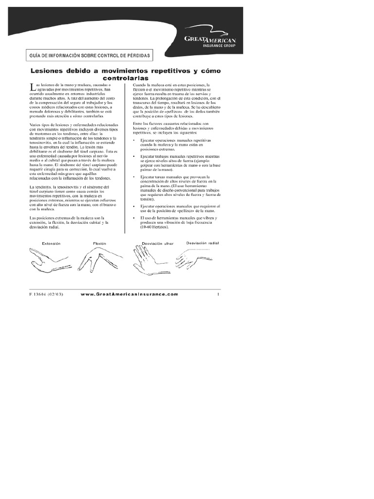 Lesiones Debido A Movimientos Repetitivos | PDF