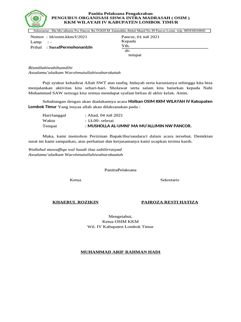 Surat Perizinan Osim KKM | PDF