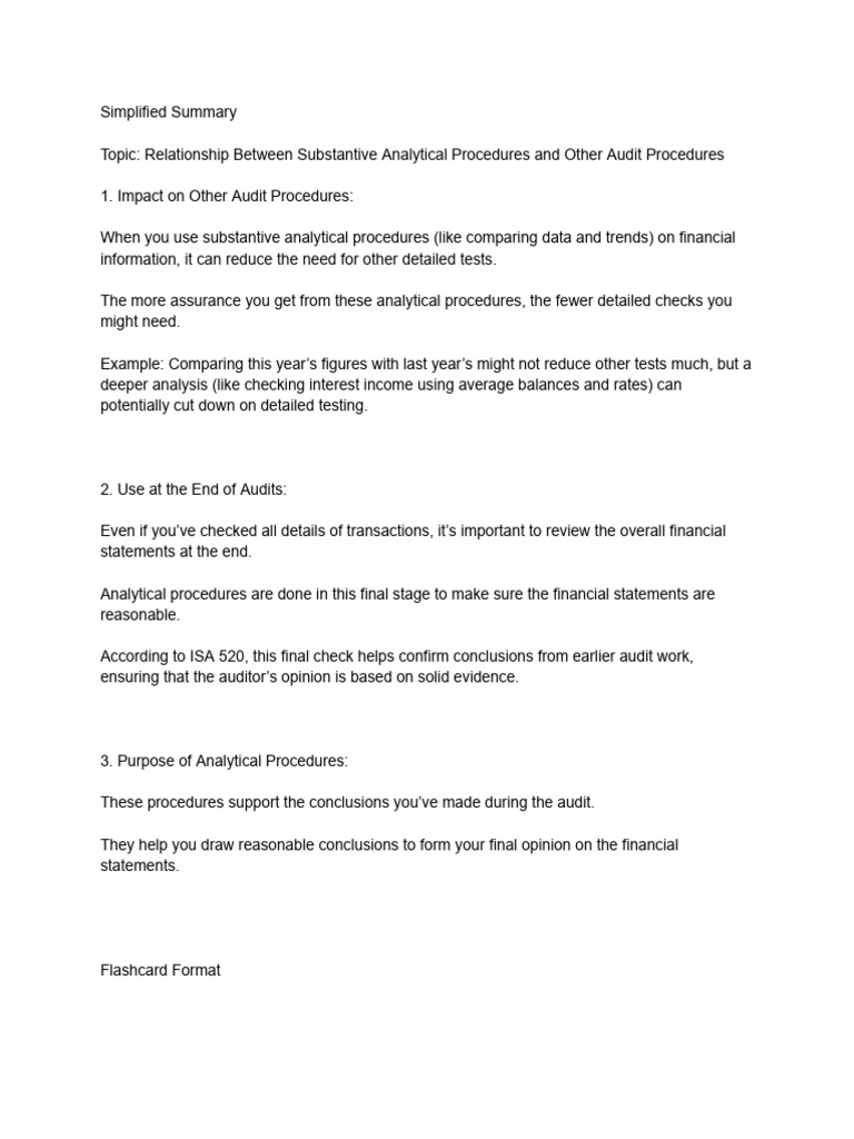 Relationship Between Substantive Analytical Procedures and Other Audit ...
