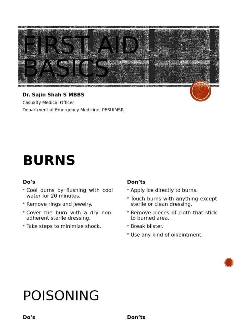 First Aid Basics | PDF | Wound | Medical Specialties